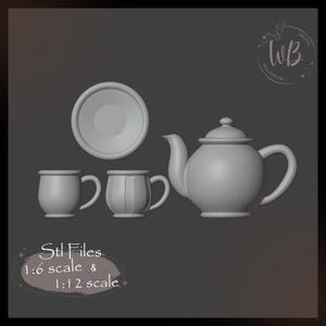 Tea Set for a Dollhouse. 1:6 Scale and 1/12 Scale. STL Downloadable ...