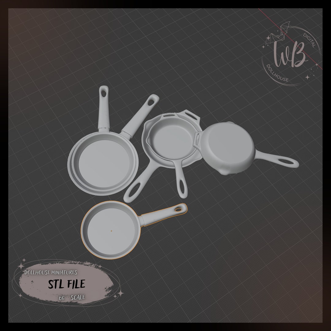 A Set of Pans on a Scale of 1:6 - STL Downloadable File for 3D Printing ...