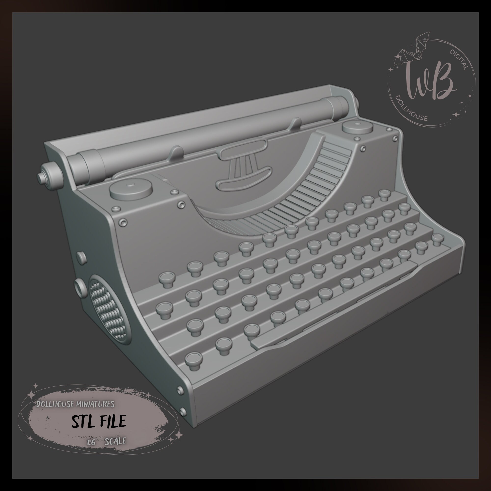 1:6 Scale. Typewriter for Dollhouse. Miniature Typewriter. STL ...
