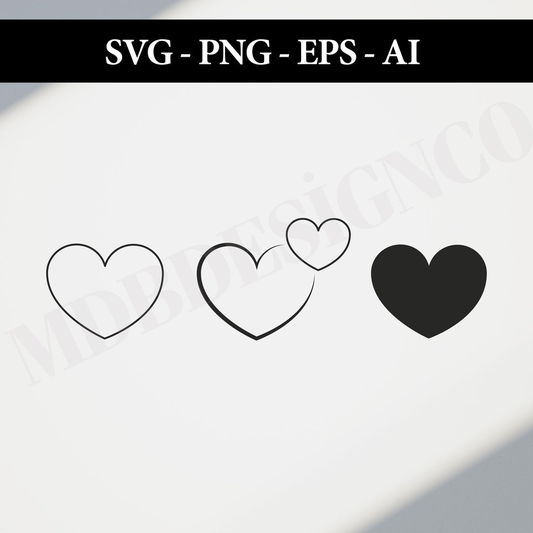 Heart Outline DIGITAL DOWNLOAD Svg Png Ai Eps Instant Digital Download ...