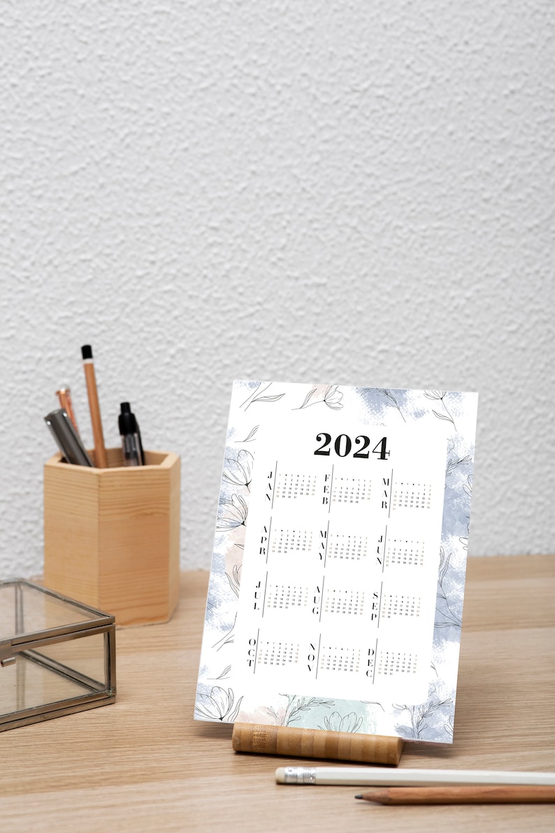 Digital 2024 Calendar 2024 Yearly Calendar Printable A5-A4-A3 Size - Etsy