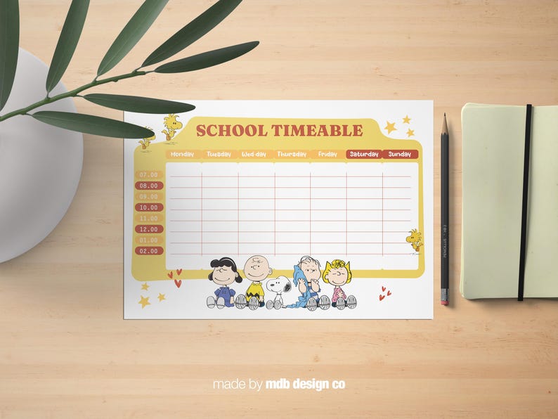 School Timetable, Snoopy, Weekly Planner Template, Planner ...