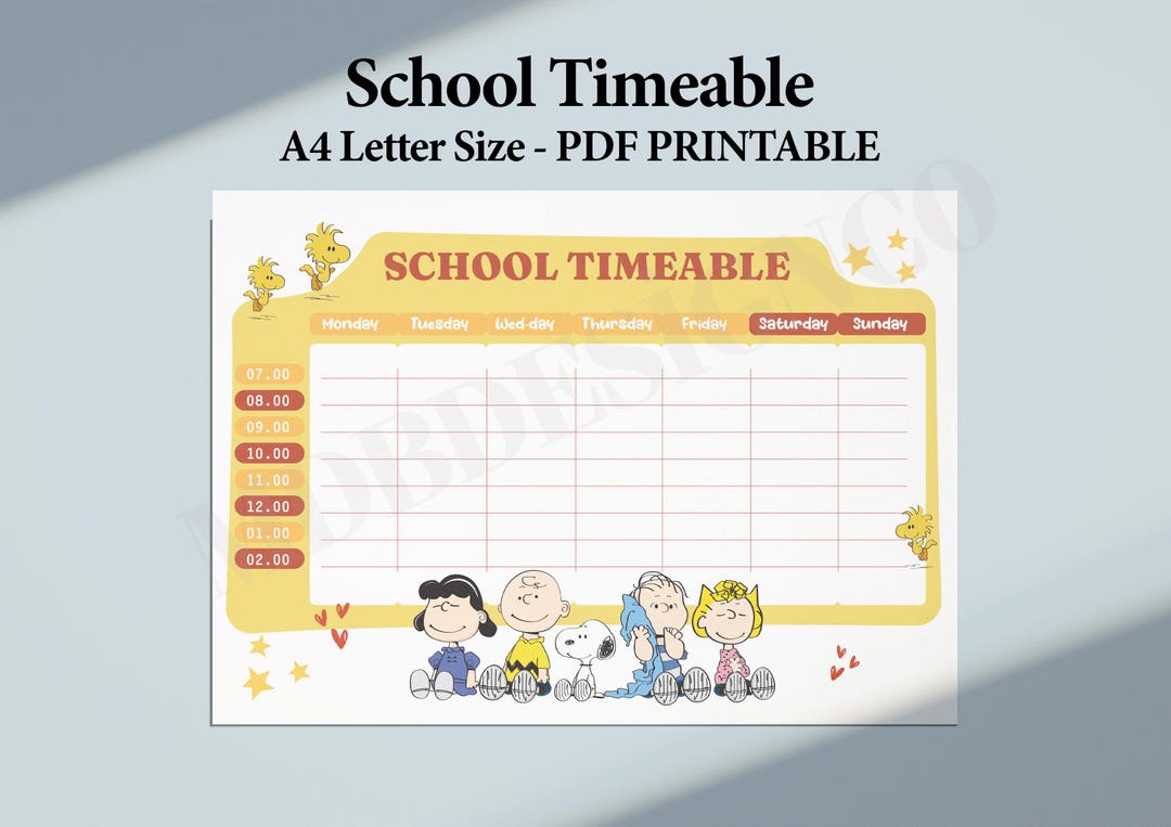 School Timetable, Snoopy, Weekly Planner Template, Planner ...