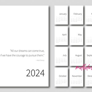 2024 Calendar Minimal 2024 Minimalist Monthly Calendar PDF Printable - Etsy