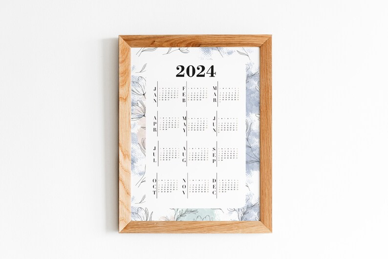 Digital 2024 Calendar 2024 Yearly Calendar Printable A5-A4-A3 Size - Etsy