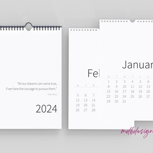 2024 Calendar Minimal 2024 Minimalist Monthly Calendar PDF Printable - Etsy