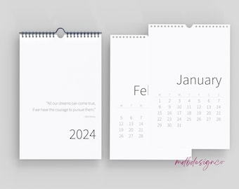 Printable 2024 Minimalist Monthly Calendar - Etsy