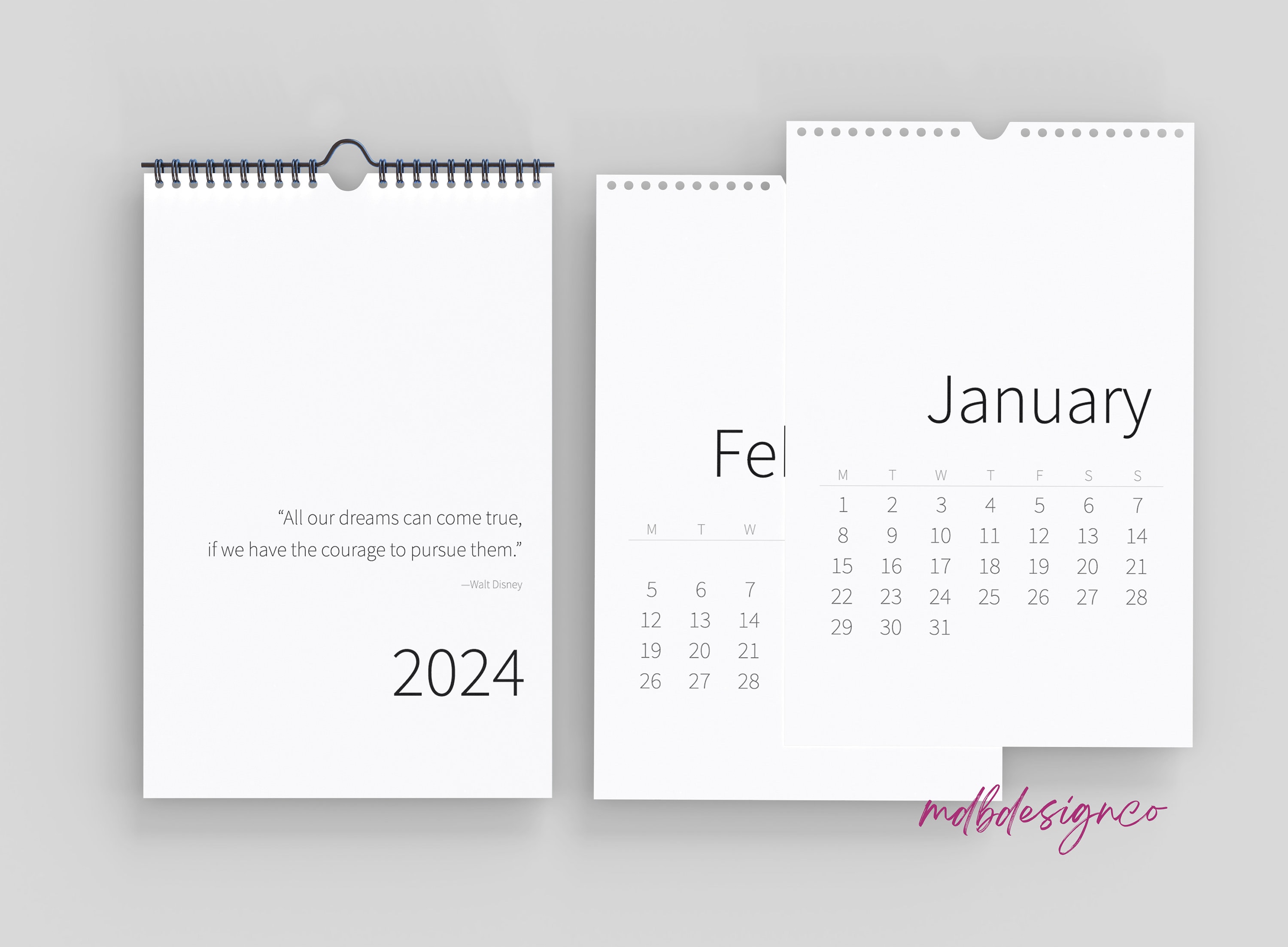 2024 Calendar Minimal 2024 Minimalist Monthly Calendar PDF Printable - Etsy