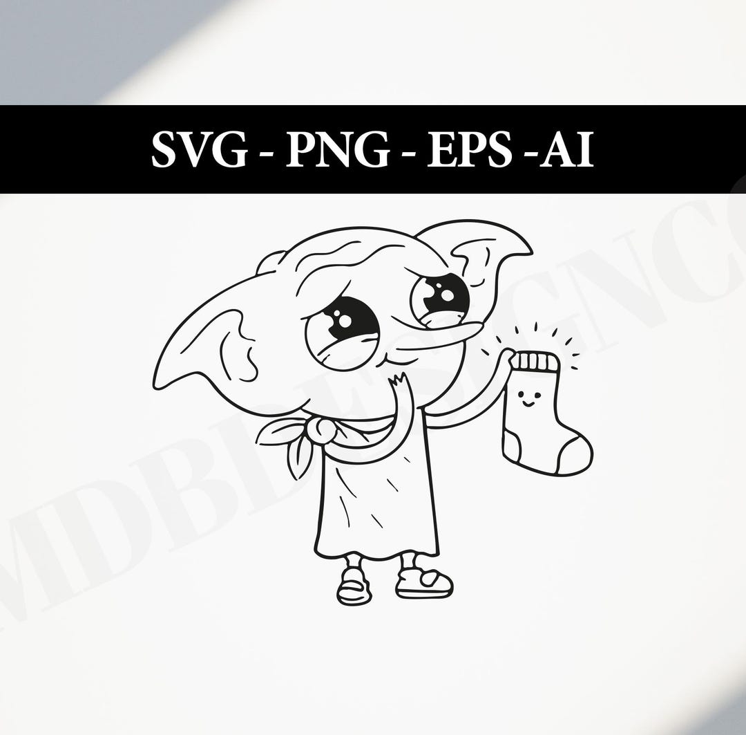Dobby, Wizard, Harry Potter, Vector, Socks, Tattoo, DIGITAL DOWNLOAD ...
