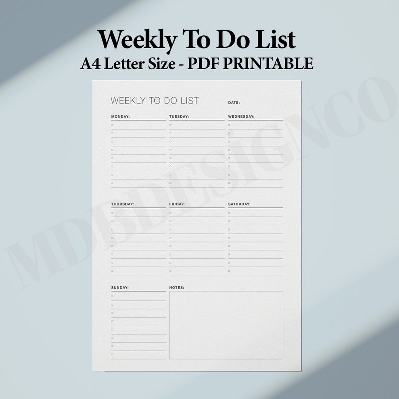 Weekly to Do List Printable, Weekly Task List Template, Weekly Planner ...