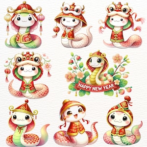 Year of the Snake Clipart: Lunar New Year PNG (digital Download) - Etsy