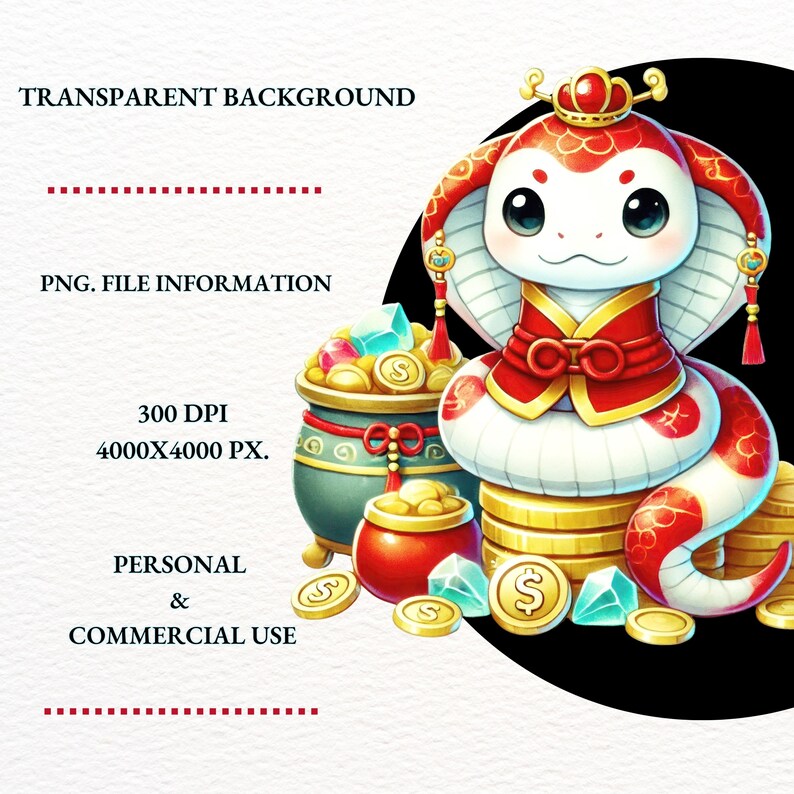 Year of the Snake Clipart: Lunar New Year PNG (digital Download) - Etsy