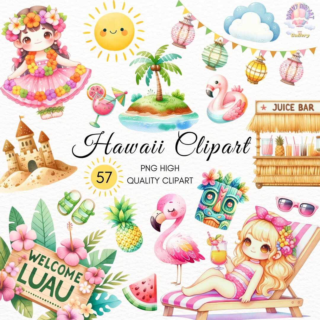 Hawaii Clipart,hawaii & Luau Clipart,luau Clipart,tiki Clipart, Summer ...