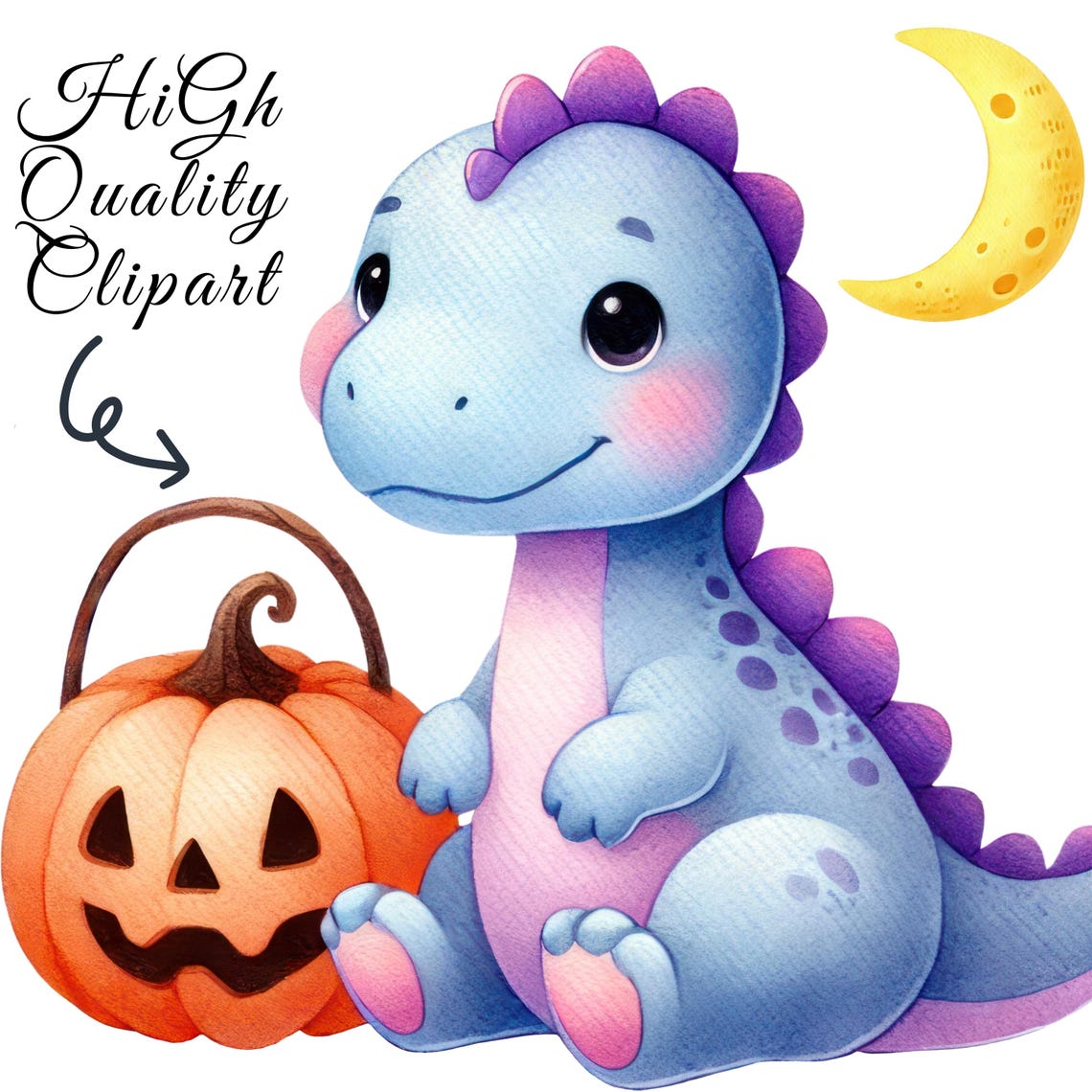 Watercolor Dinosaur Clipart,halloween Dinosaurs Clipart,spooky Dinos ...