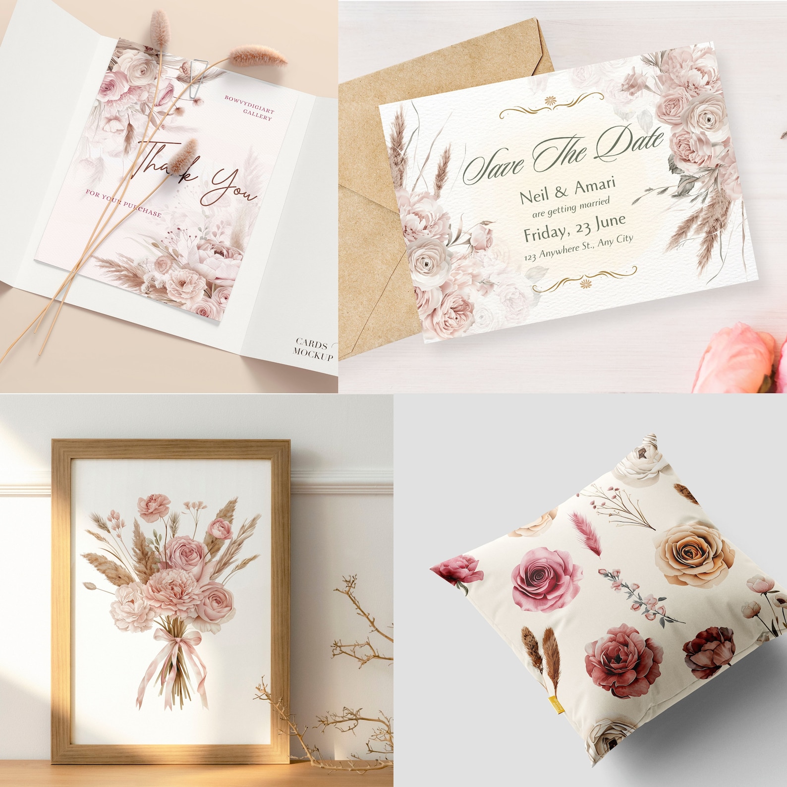 Watercolor Boho Flower,dried Plants Clipart,wild Floral Clipart,wedding ...