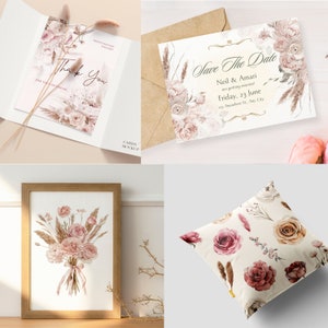 Watercolor Boho Flower,dried Plants Clipart,wild Floral Clipart,wedding ...