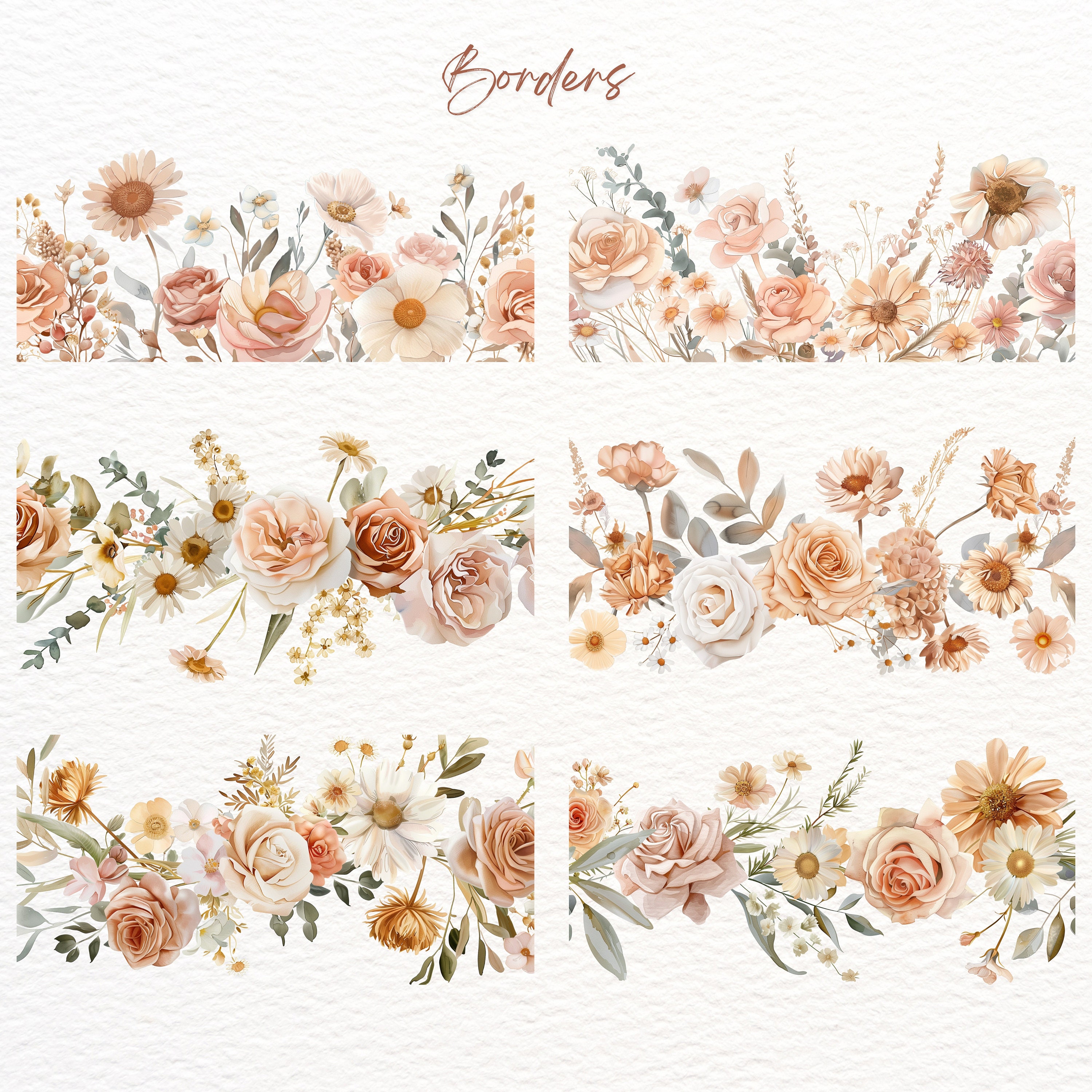 Neutral Watercolor Flowers Clipart,bohemian Flowers,terracotta Boho ...
