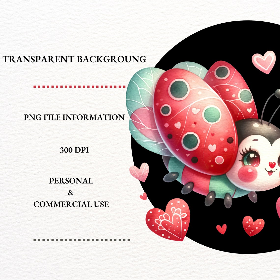 Valentine's Cute Ladybug Clipart,cute Ladybug Couple Digital Png,love ...