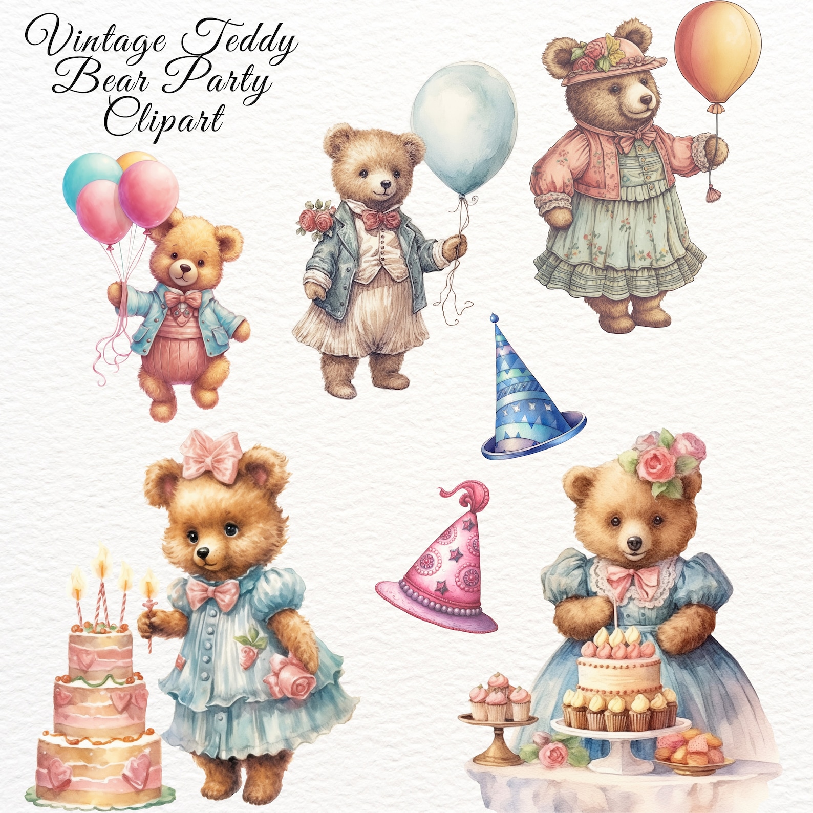 Watercolor Teddy Bear Clipart Png,vintage Teddy Bear,baby Shower ...