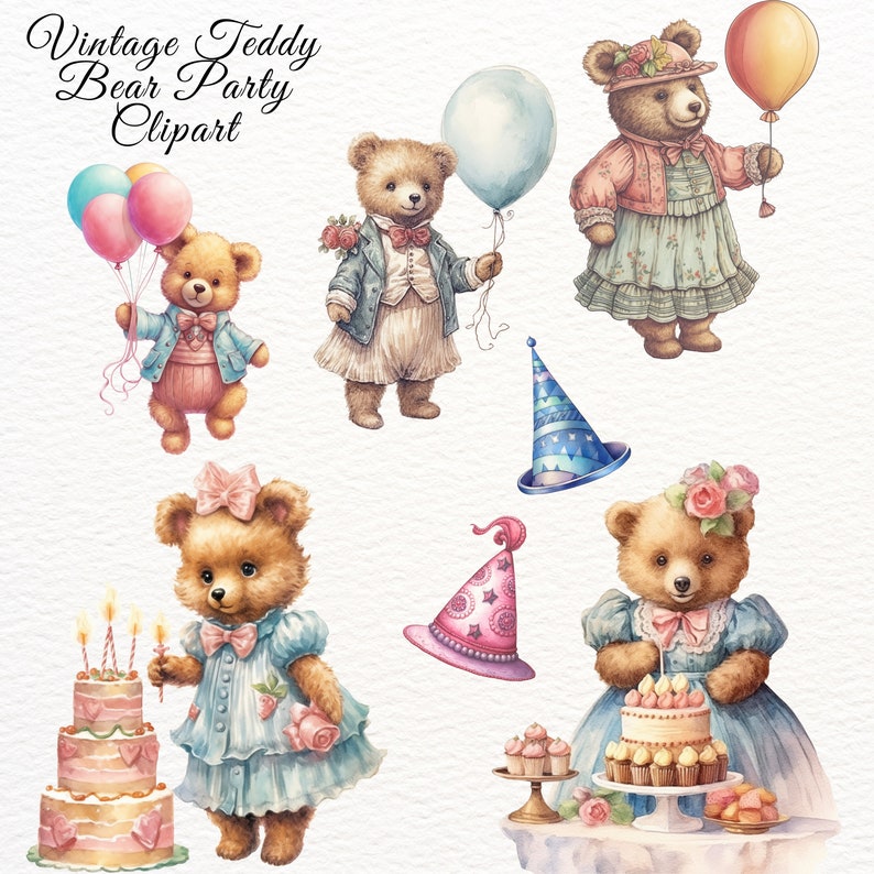 Watercolor Teddy Bear Clipart Png,vintage Teddy Bear,baby Shower ...