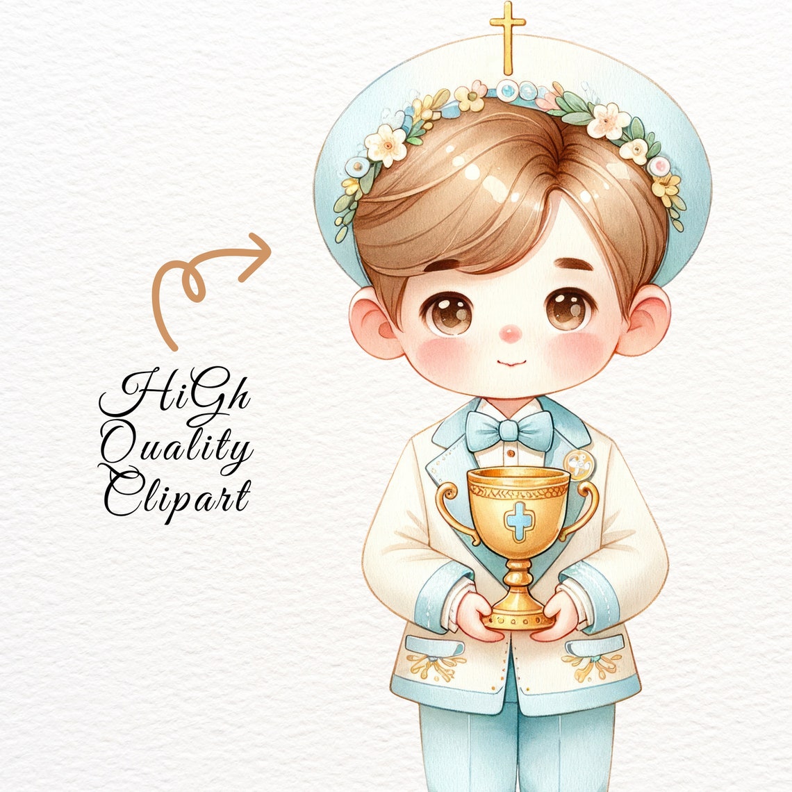 First Communion Clipart: Watercolor Christian PNG Images,kids Rosary ...