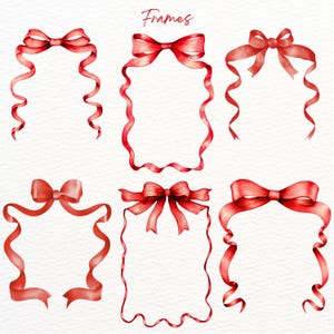 Watercolor Red Bow Clipart Bundle 40 PNG | Coquette Ribbon Bow Tie ...