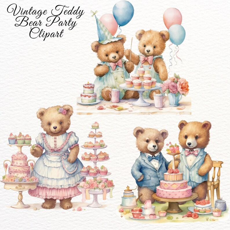 Watercolor Teddy Bear Clipart Png,vintage Teddy Bear,baby Shower ...