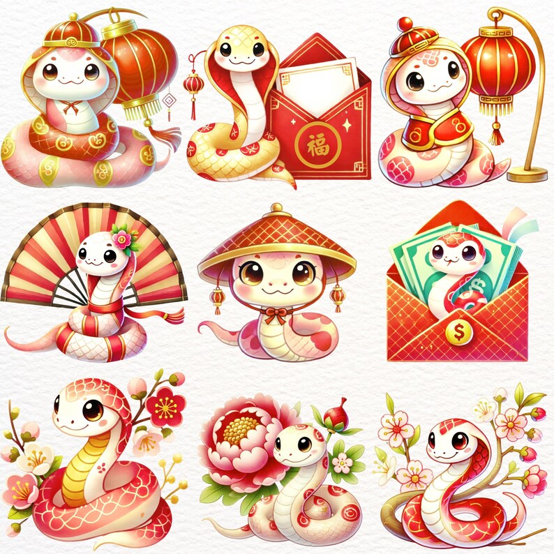 Year of the Snake Clipart: Lunar New Year PNG (digital Download) - Etsy