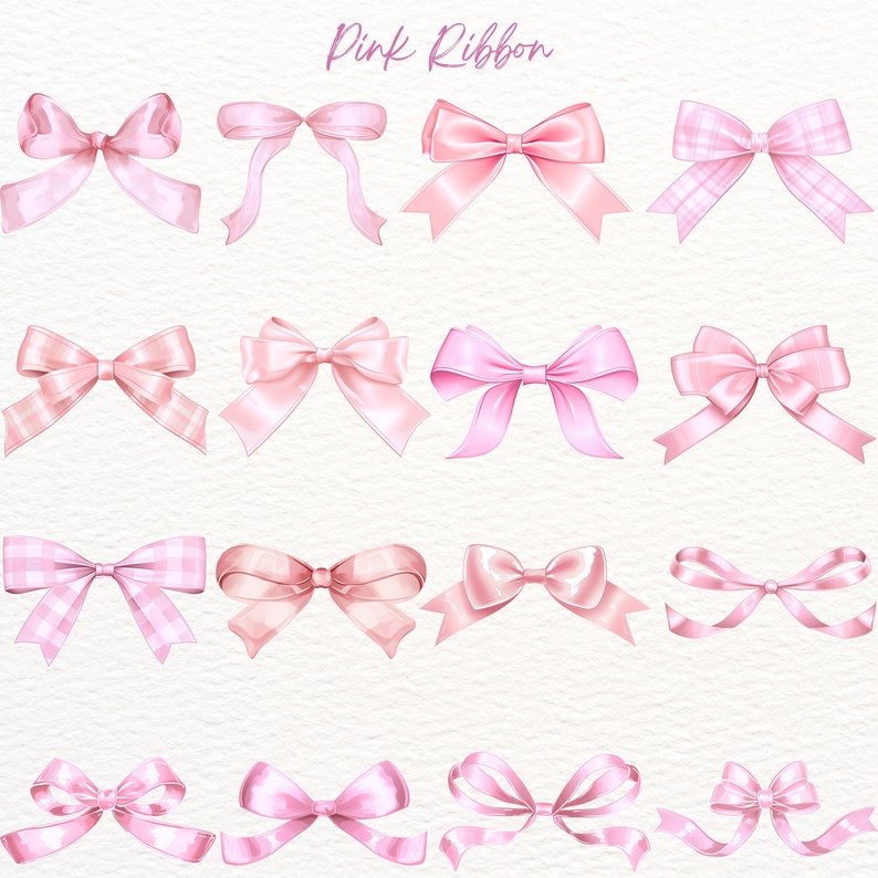 Watercolor Pink Ribbon Clipart,pink Bows Png,girl Coquette,coquette Bow ...