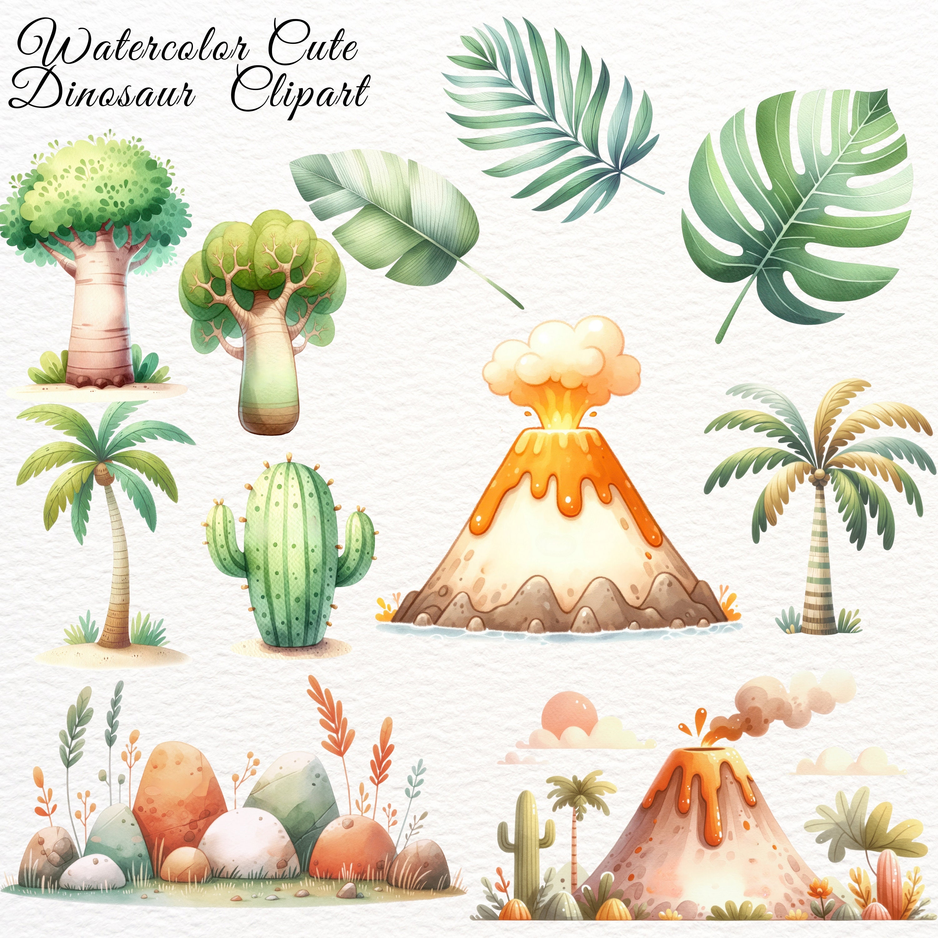 Watercolor Dinosaur Clipart,watercolor Cute Dinosaur Clipart,nursery ...