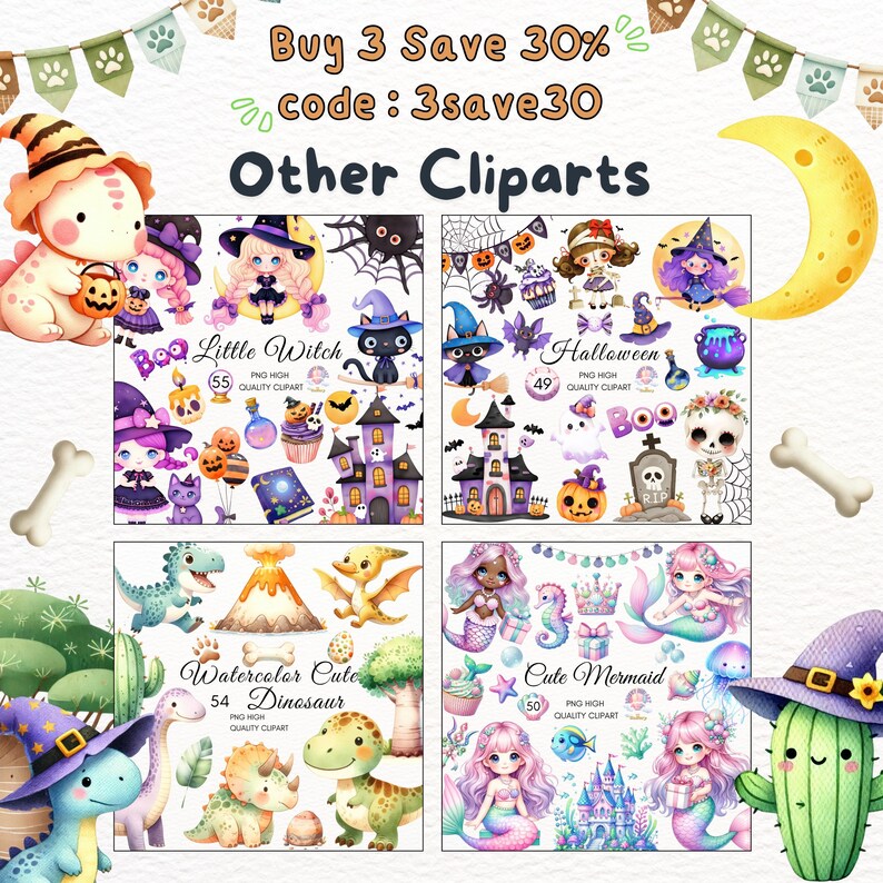 Watercolor Dinosaur Clipart,halloween Dinosaurs Clipart,spooky Dinos ...