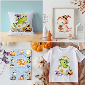 Watercolor Dinosaur Clipart,halloween Dinosaurs Clipart,spooky Dinos ...