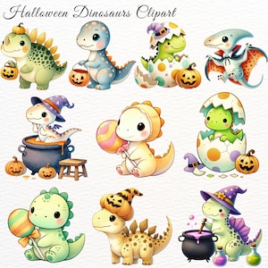 Watercolor Dinosaur Clipart,halloween Dinosaurs Clipart,spooky Dinos ...