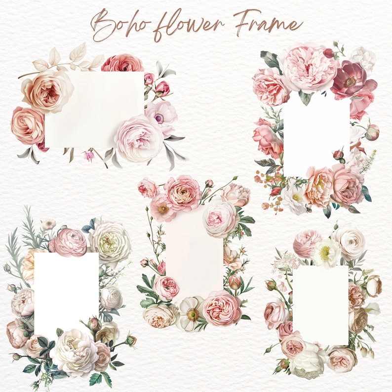 Watercolor Boho Flower,dried Plants Clipart,wild Floral Clipart,wedding ...