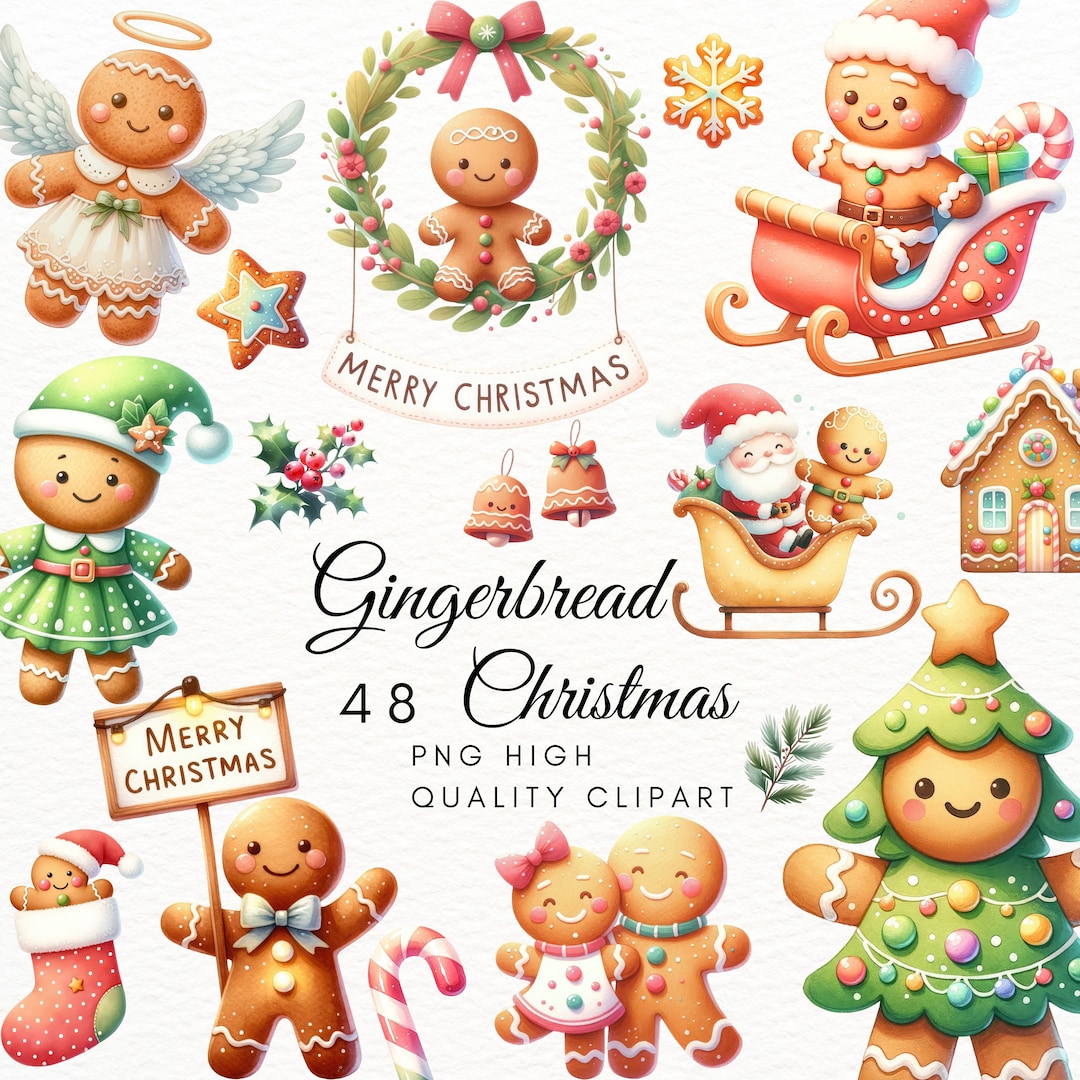 Gingerbread Christmas Clipart,watercolor Gingerbread Girl,gingerbread ...