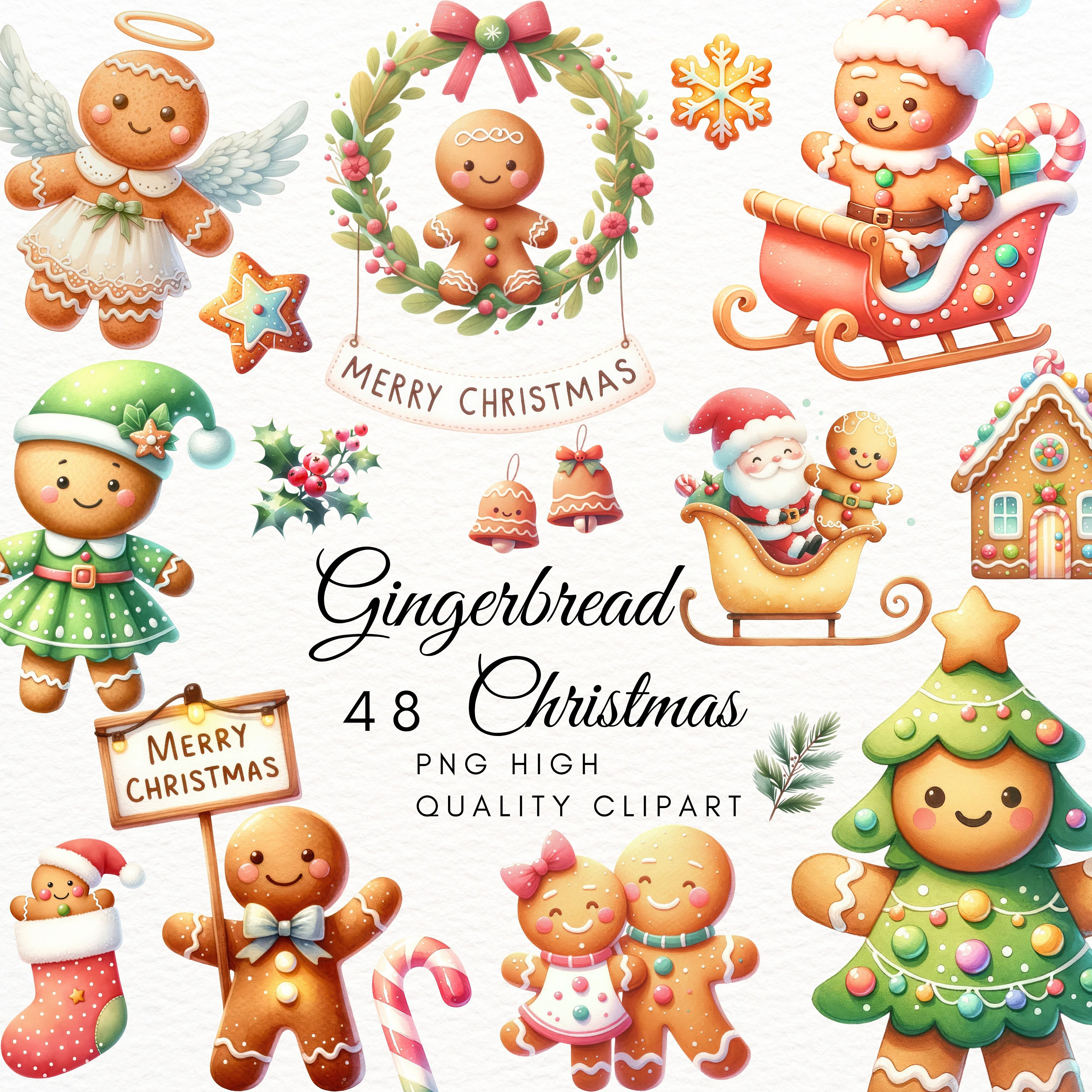 Gingerbread Christmas Clipart,watercolor Gingerbread Girl,gingerbread ...