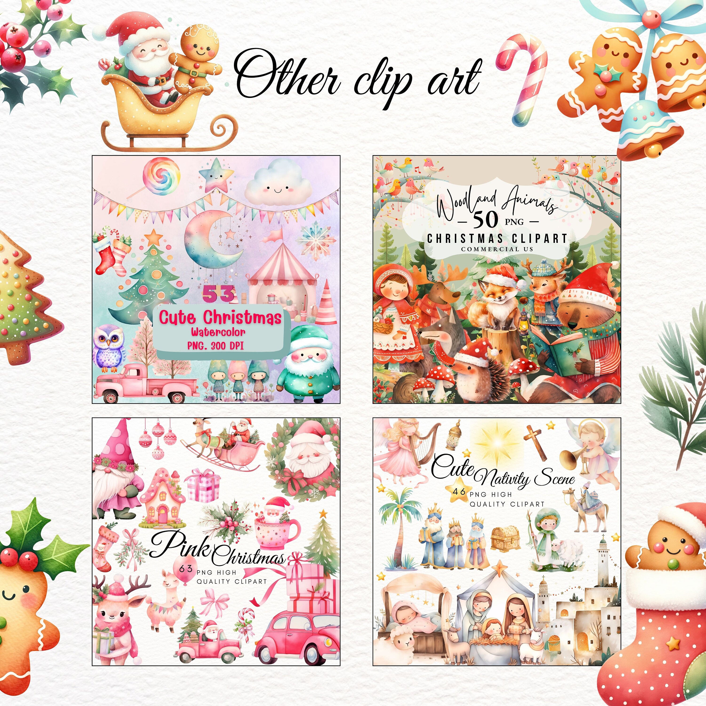 Gingerbread Christmas Clipart,watercolor Gingerbread Girl,gingerbread ...