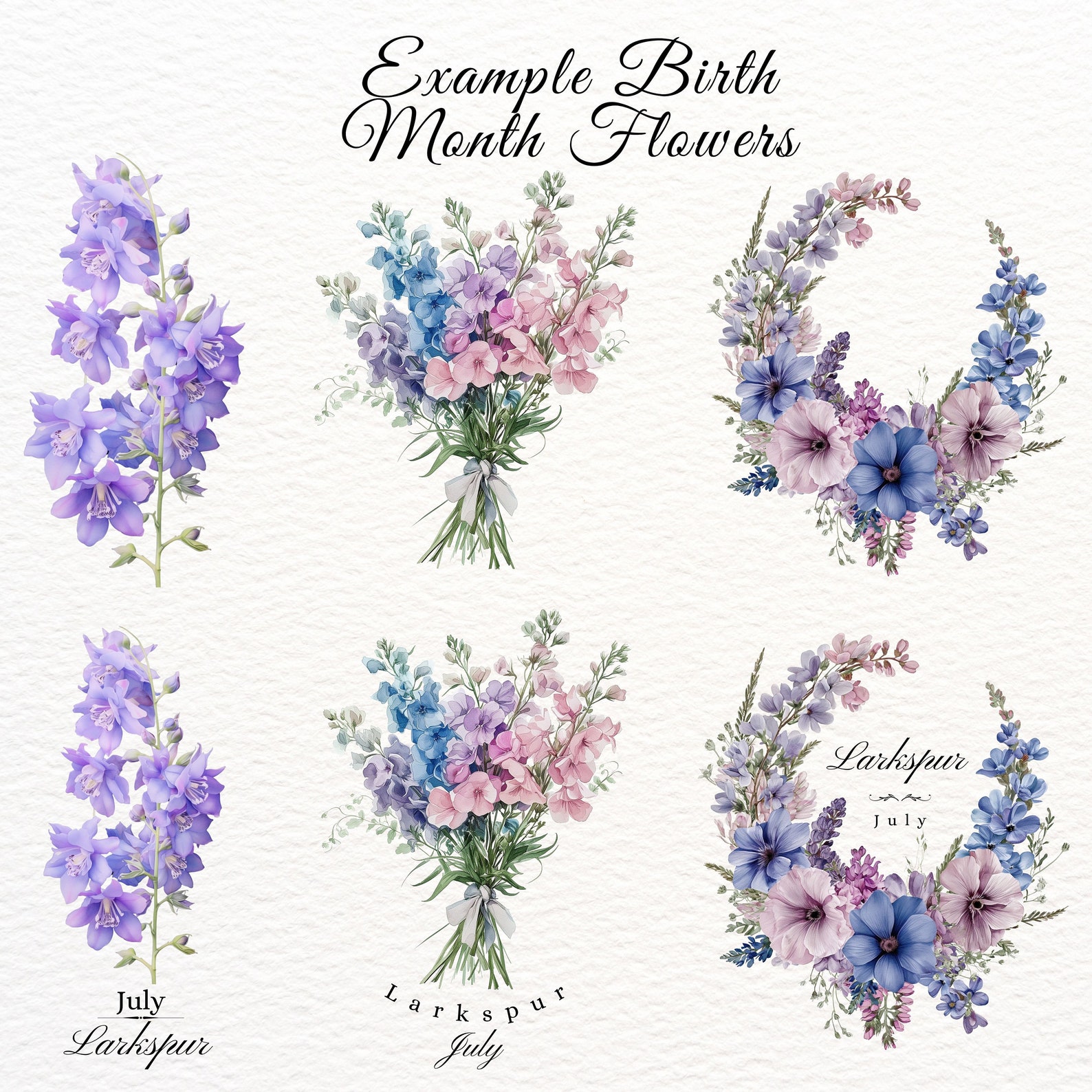 Watercolor Birth Month Flower Clipart,birth Flower Png,watercolor ...