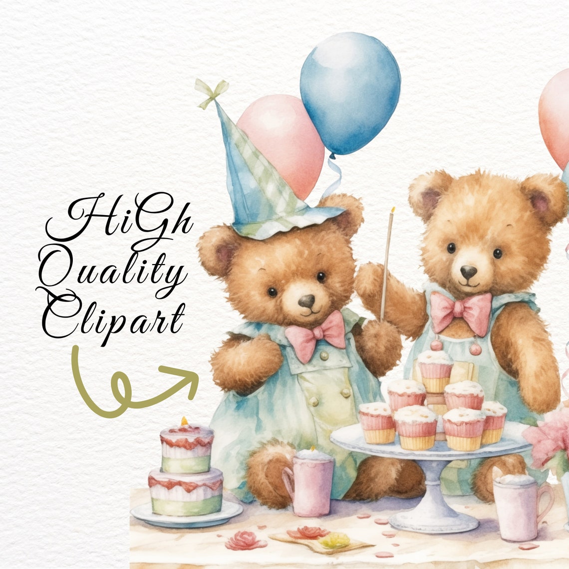 Watercolor Teddy Bear Clipart Png,vintage Teddy Bear,baby Shower ...