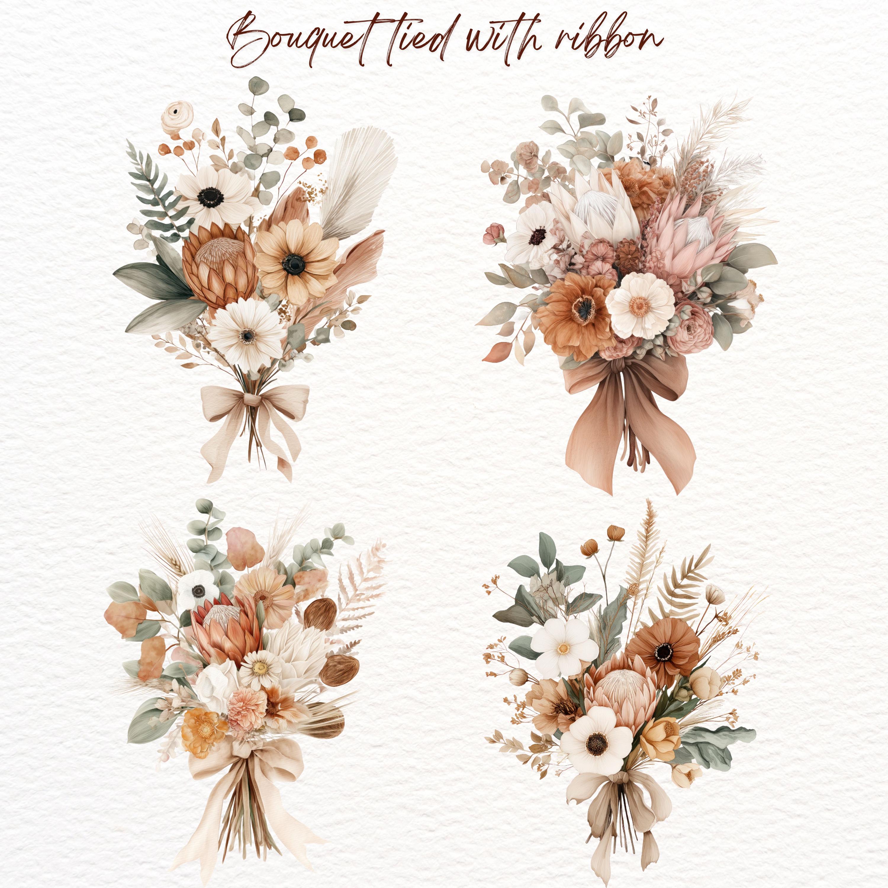 Boho Dried Flowers Clipart,autumn Flowers Clipart,dried Wild Flowers ...