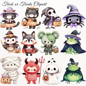 Halloween Animals Clipart, Witch Kids PNG (digital Download) - Etsy