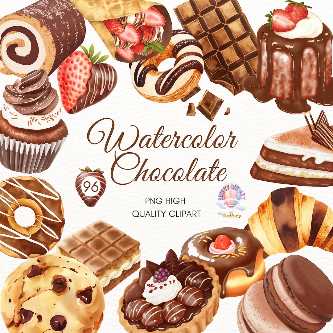Watercolor Chocolate Clipart,sweets Clipart,candy Clipart,chocolate ...