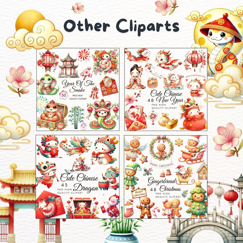 Year of the Snake Clipart: Lunar New Year PNG (digital Download) - Etsy