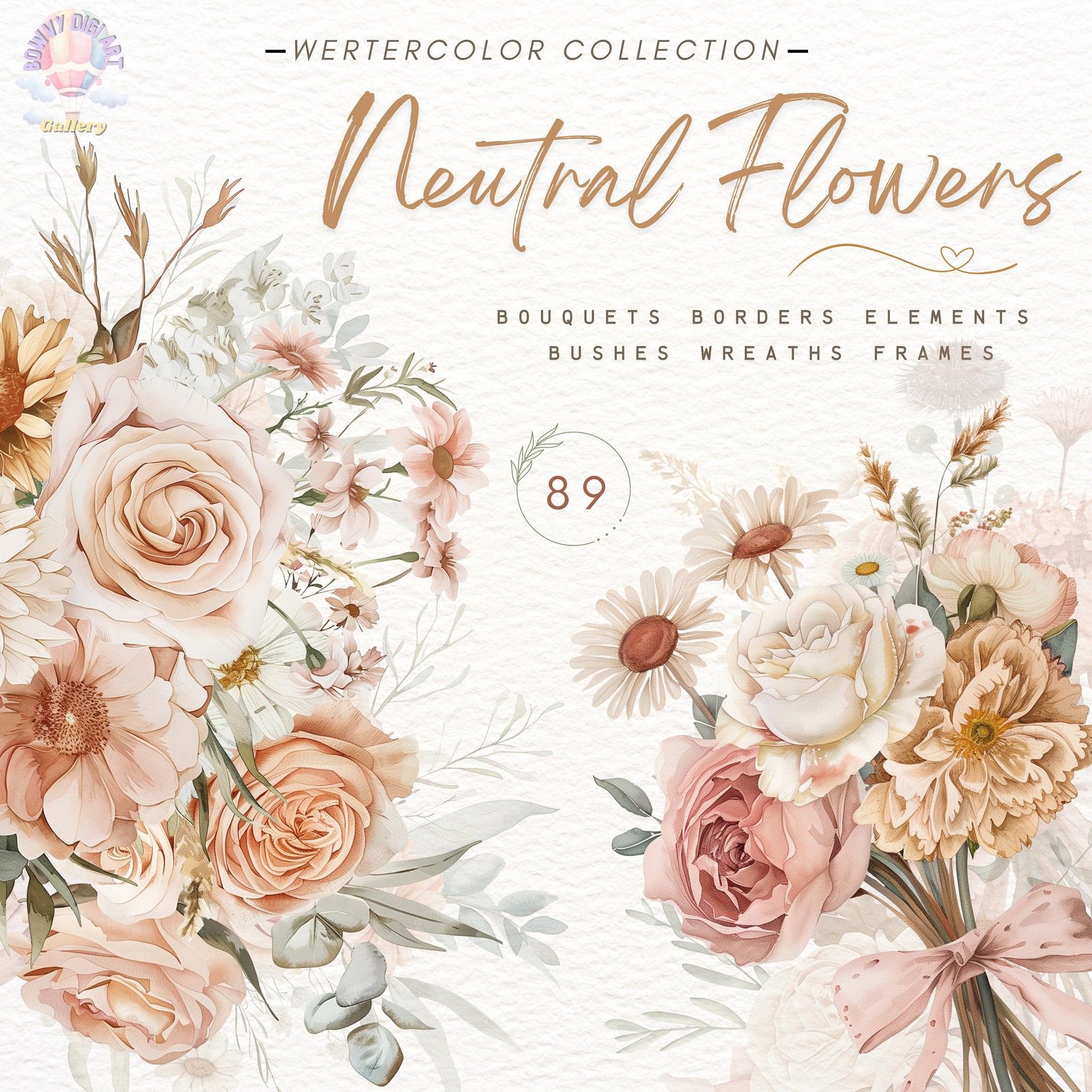 Neutral Watercolor Flowers Clipart,bohemian Flowers,terracotta Boho ...