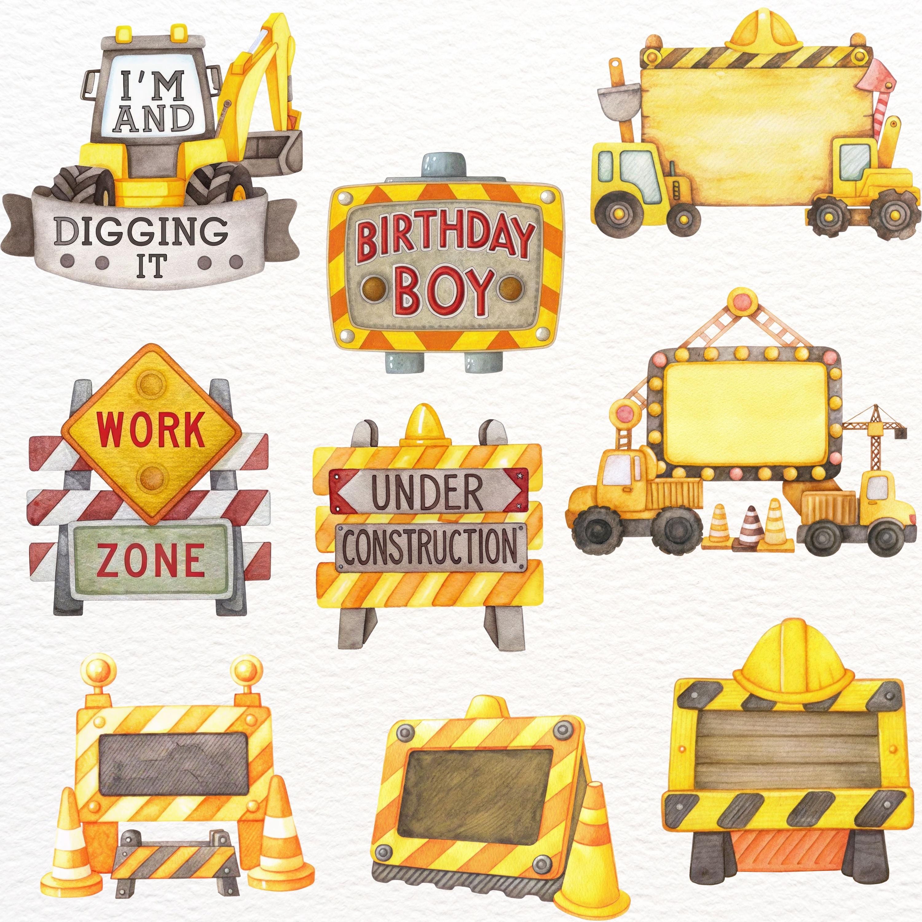Watercolor Construction Clipart,construction Birthday,watercolor ...