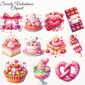Sweets Valentines Clipart,watercolor Valentines Day Clipart,valentines ...