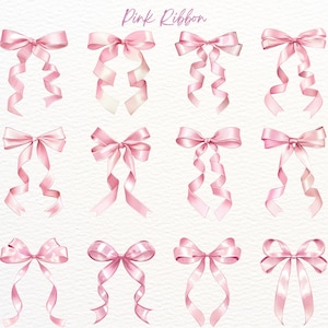 Watercolor Pink Ribbon Clipart,pink Bows Png,girl Coquette,coquette Bow ...