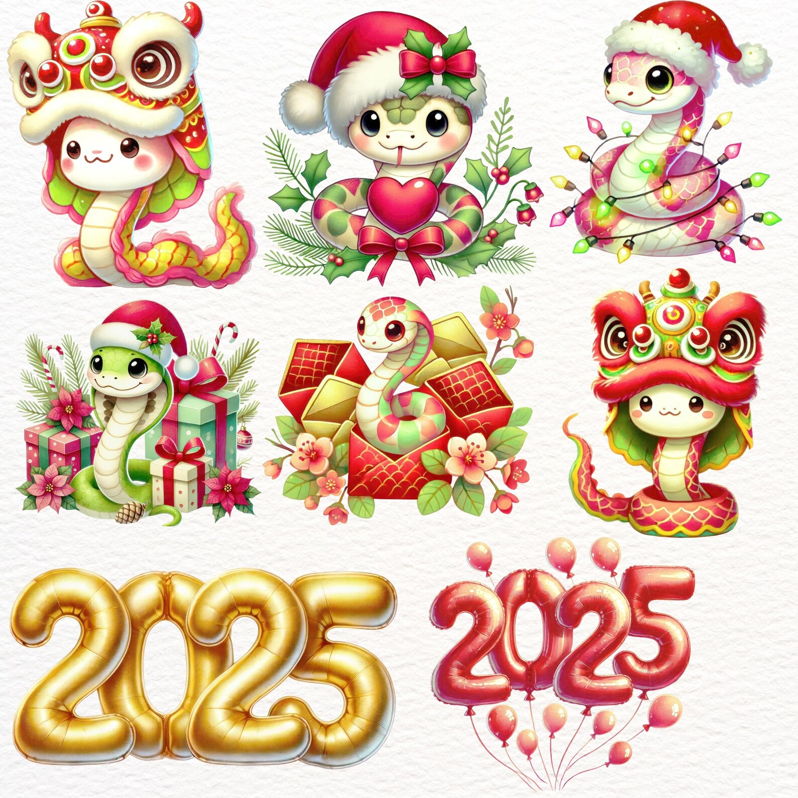 Year of the Snake Clipart: Lunar New Year PNG (digital Download) - Etsy