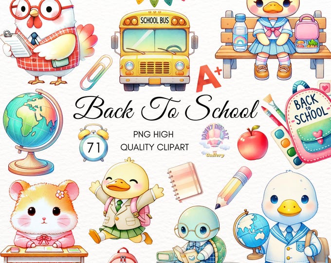 Pastel School Clipart, School Supplies SVG, Cute School Graphics PNG ...