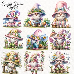 Spring Gnome Clipart,garden Gnome Png,easter Gnome Design,colorful ...
